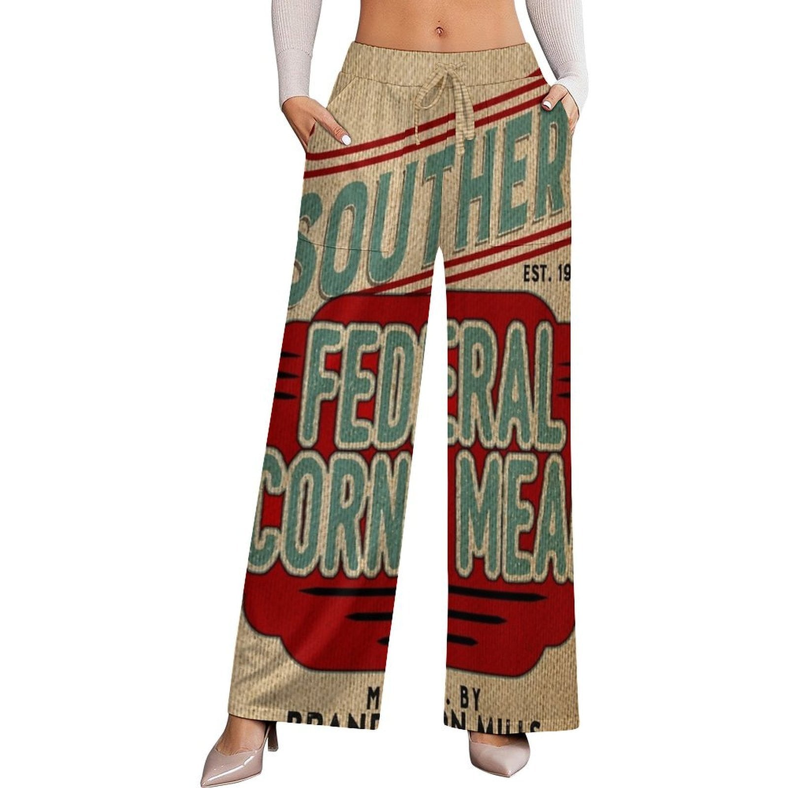 Burlap Grain Sack Feed Sack Vintage Style Graphics Women's Casual Wide ...