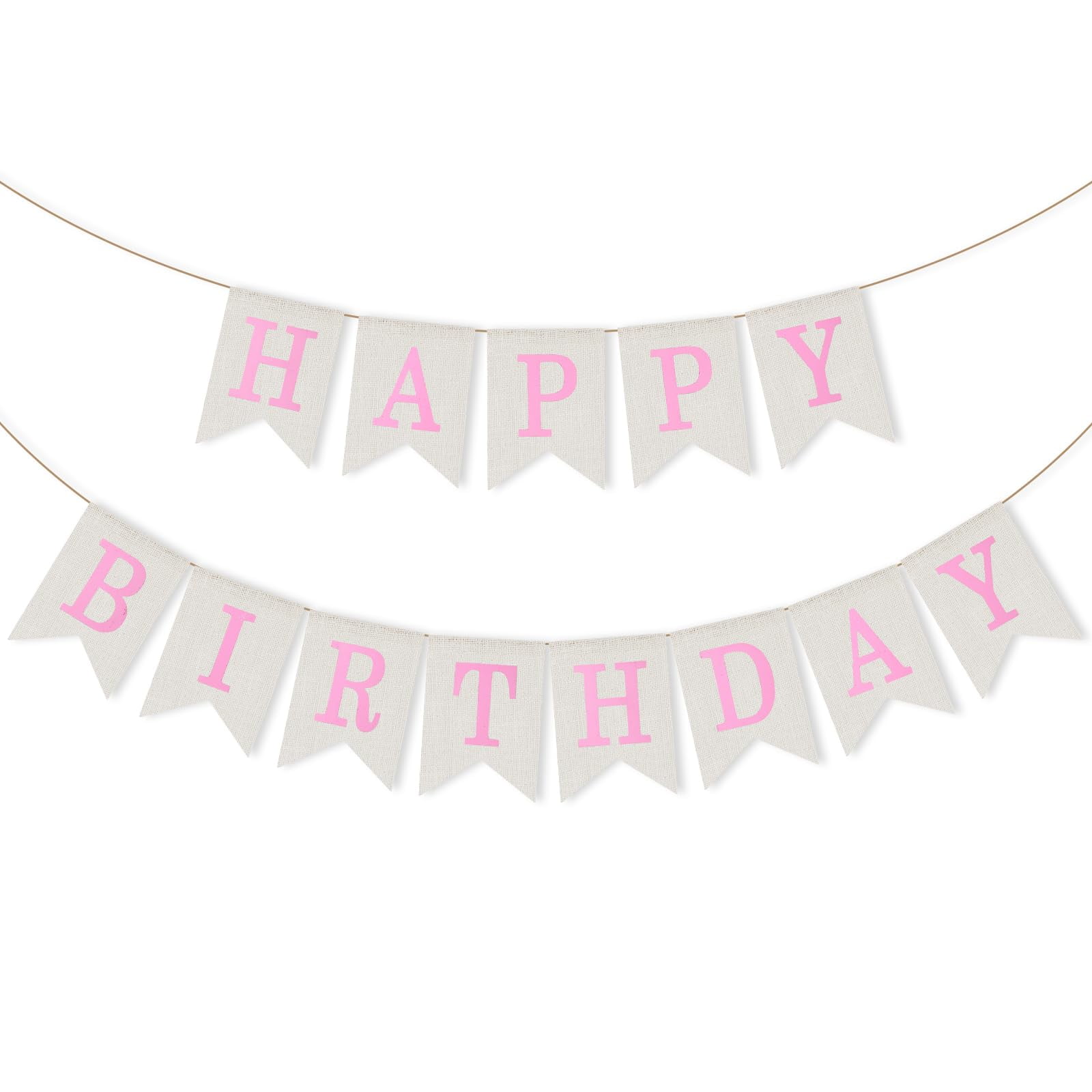 Burlap Happy BirthdayUMRT Banner, 5x7 inches Pre-Strung Birthday Banner ...