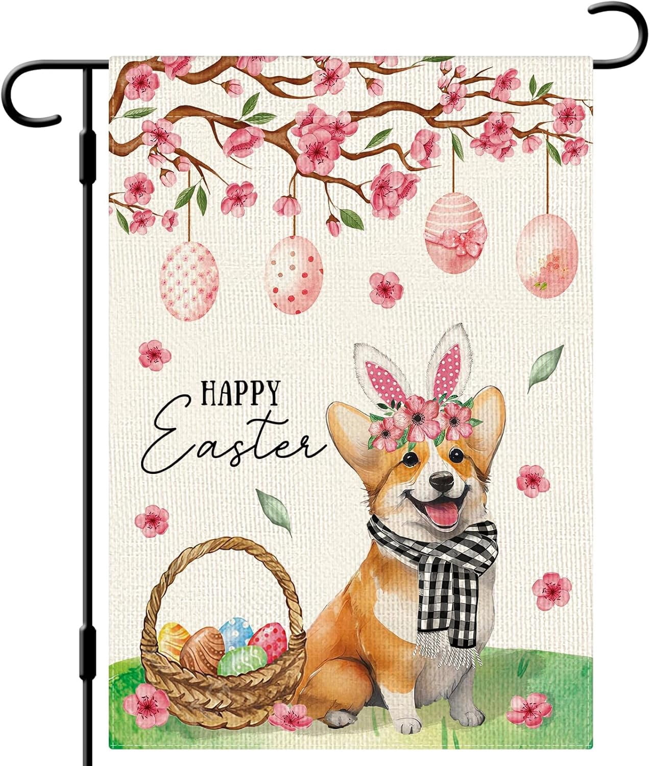 Burlap Happy Easter Corgi Dog Garden Flag 12x18 Double Sided Vertical ...