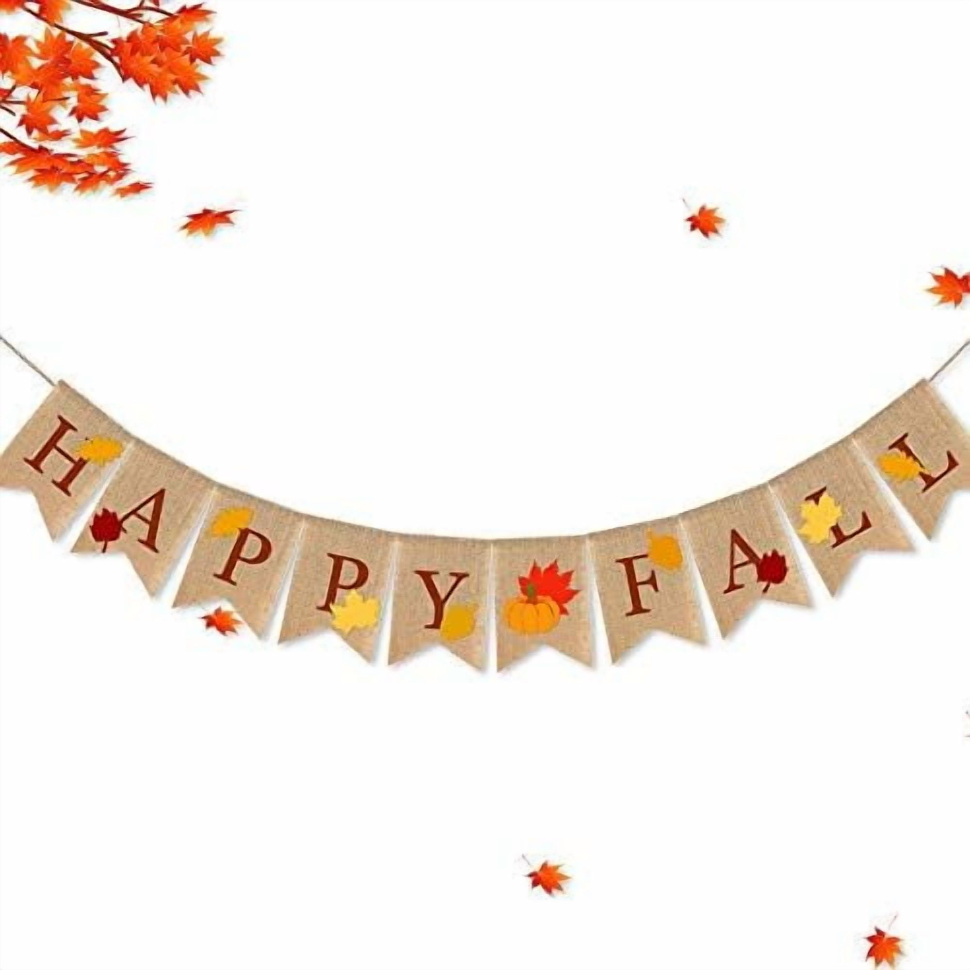 Burlap Happy Fall Banner Pumpkin Thanksgiving Day Autumn Supplies ...