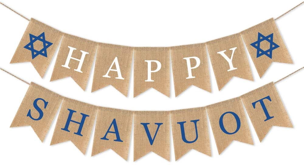 Burlap Happy Shavuot Banner Party Supplies Mantel Fireplace Garland ...