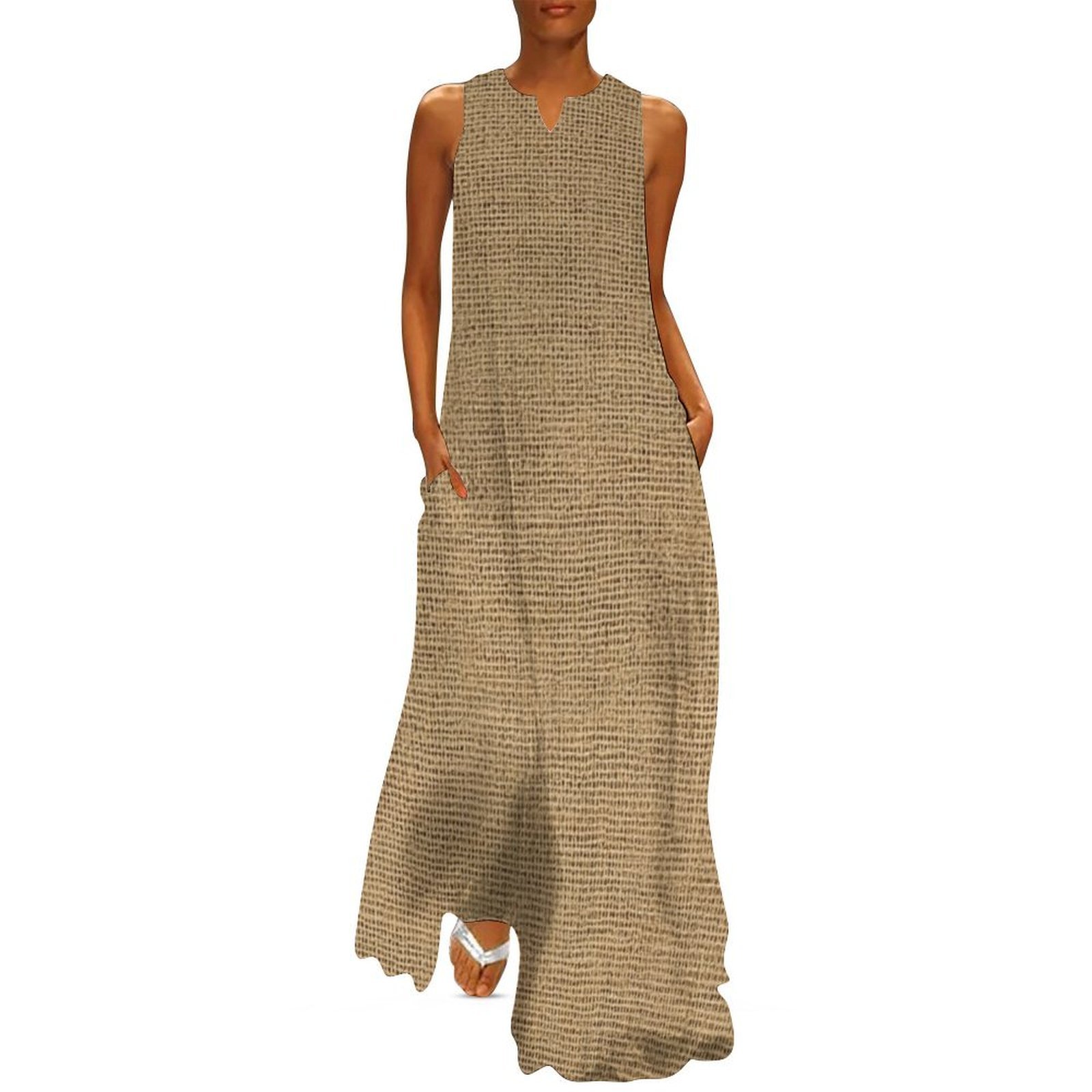 Burlap Horizontal Background with Natural Texture Long Dress Women's ...