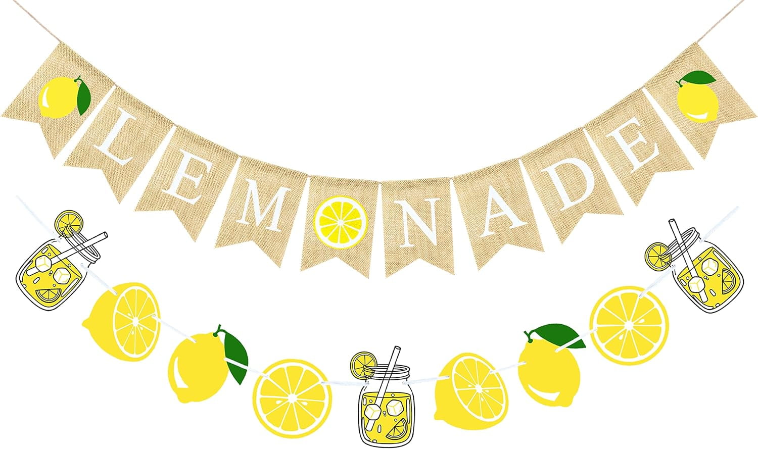 Burlap Lemonade Banner for Lemonade Stand Decorations, Lemon Garland ...