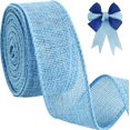 Burlap Light Blue Wired Ribbon, 1-1/2 inch 10 Yard Wired Edge Ribbon ...