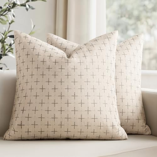 Burlap Linen Decorative Christmas Throw Pillow Covers Pack of 2 Modern ...