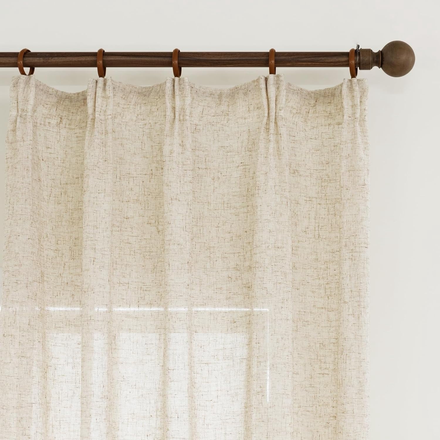 Burlap Linen Semi Sheer Curtains 108 Inches Long, Neutral Flax Light ...