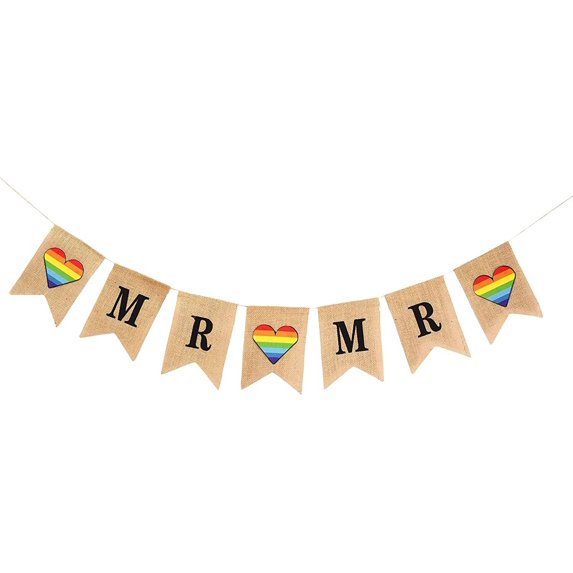 Burlap Mr and Mr Banner for Gay Wedding Decorations - Gay Wedding Sign ...