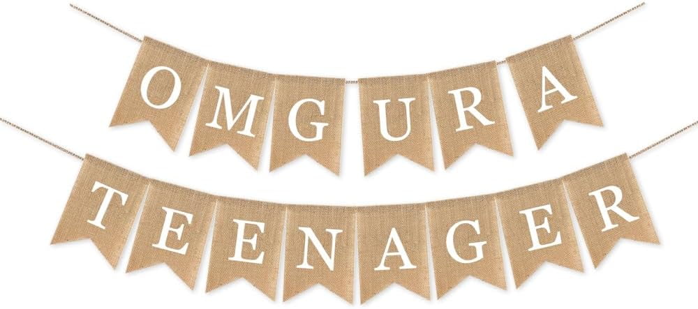 Burlap OMG Ur A Teenager Banner 13th Birthday Party Supplies Teen Boys ...