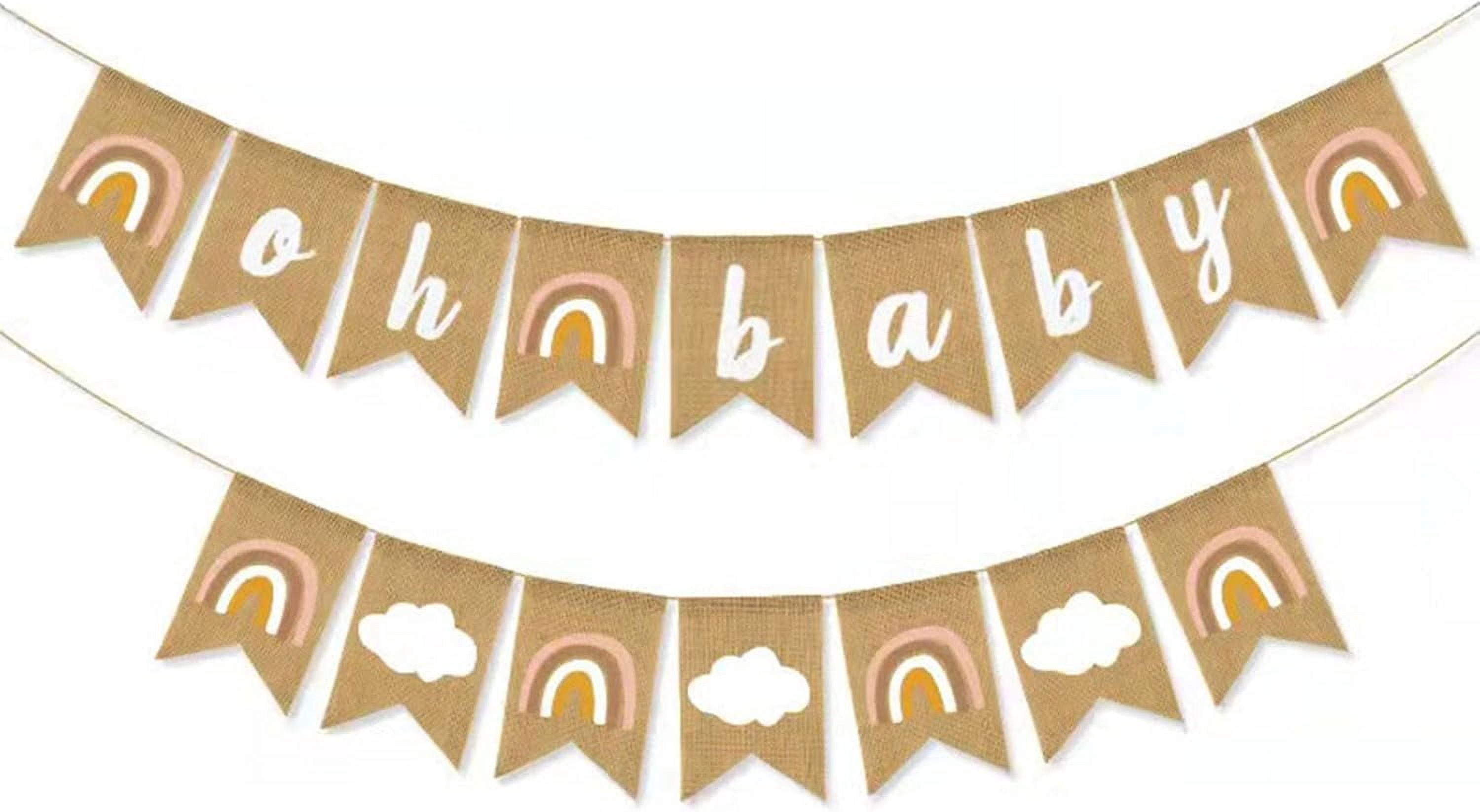 Burlap Oh Baby Rainbow Banner Assembled Rustic Boho Baby Shower Sign ...