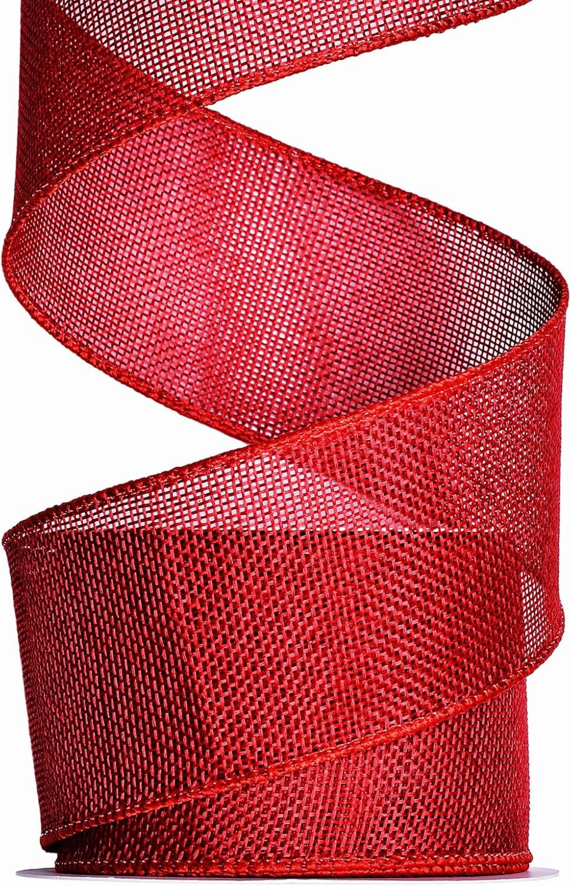 Burlap Red Wired Ribbon, 2 1/2 inch 10 Yard, Jute Ribbon for Decoration ...
