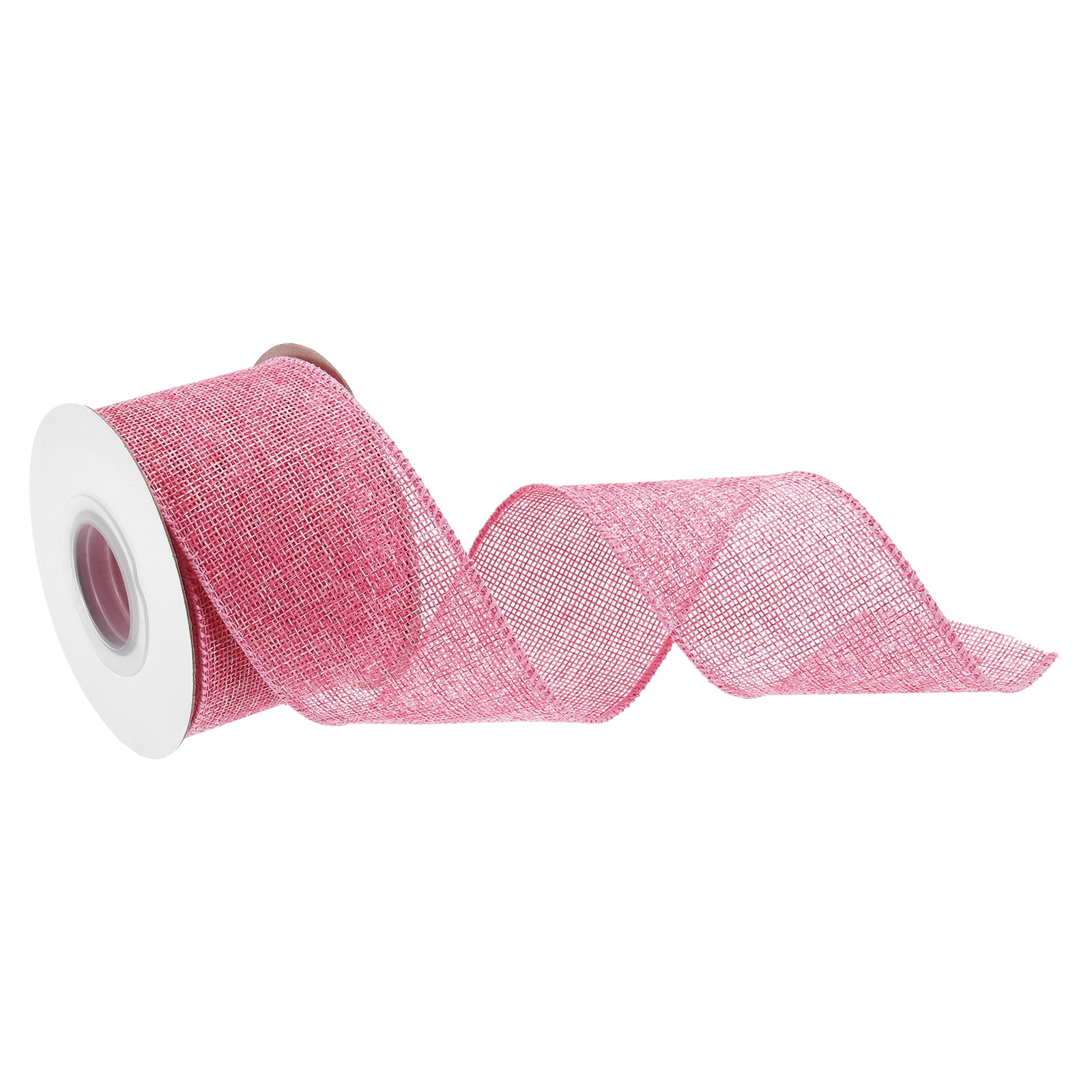 Burlap Ribbon Fabric Wired Edge Ribbons Deep Pink 2 Inch x 10 Yard ...