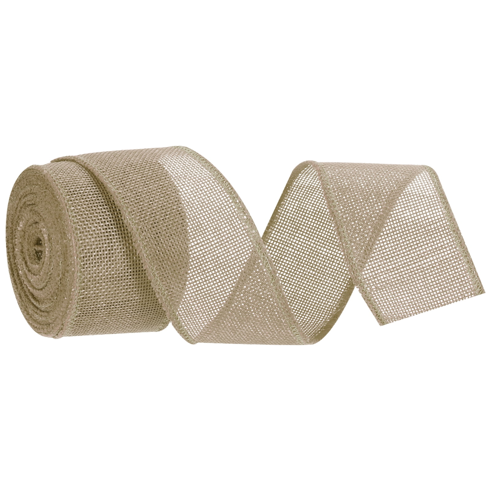 Burlap Ribbon Fabric Wired Edge Ribbons Natural 2 Inch x 10 Yard Wired ...