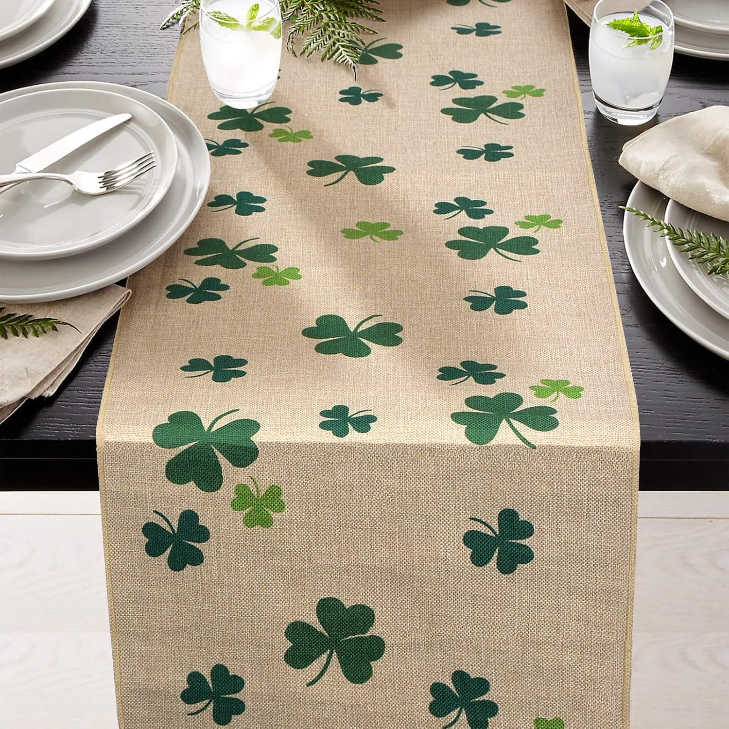 Burlap Shamrock Table Runner, Saint Patrick Day Spring Table Runner ...