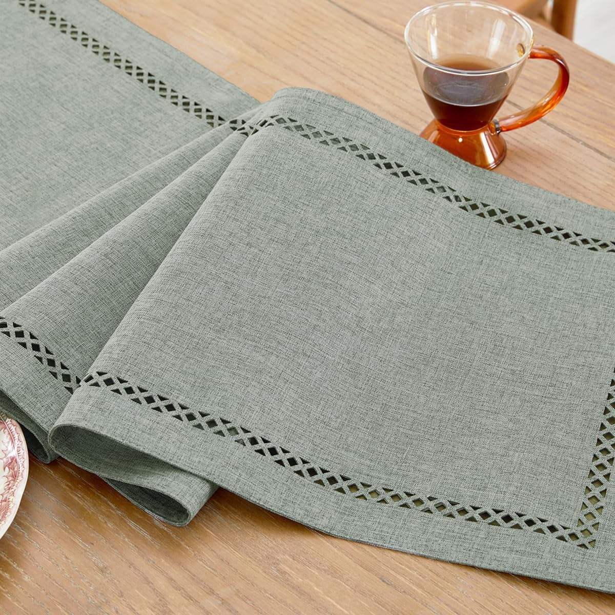 Burlap Style Farmhouse Table Runner, 13 x 72 Inch Grey, Rustic ...