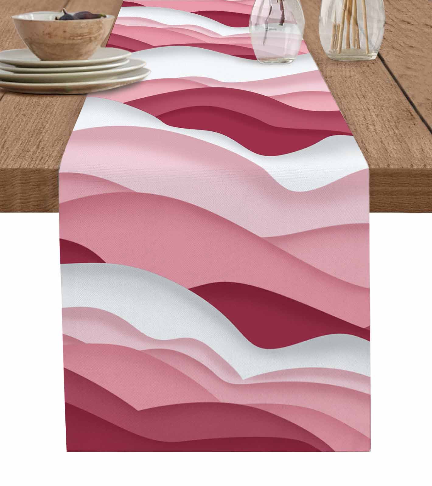 Burlap Style Farmhouse Table Runners 70 inches Long Ocean Wave Pink ...