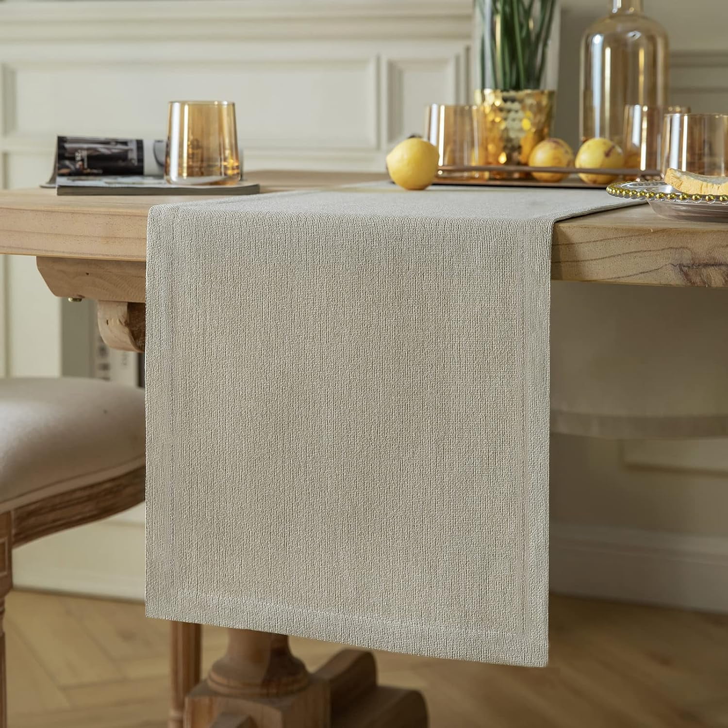 Burlap Style Farmhouse Table Runners 72 Inches Long, Natural Rustic Woven Dining Table Runner ...