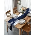 Burlap Table Runner 120 Inches Long, Abstract Blue Gray Black Patchwork ...