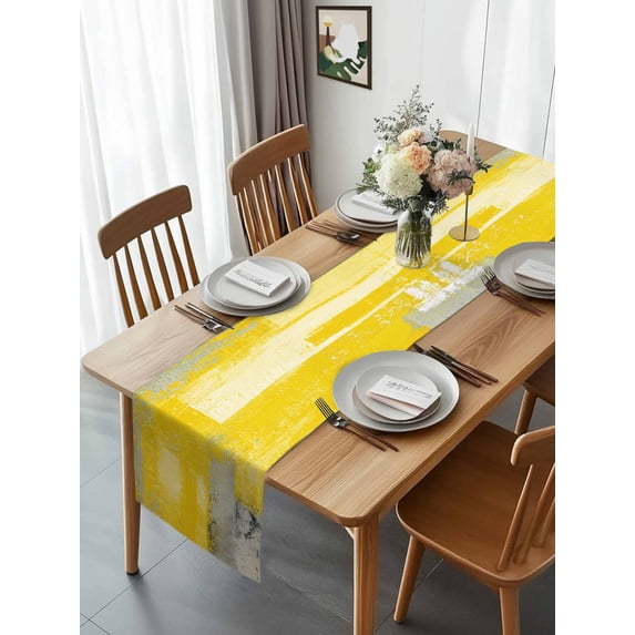 Burlap Table Runner 120 Inches Long, Abstract Geometric Art Non-Slip ...