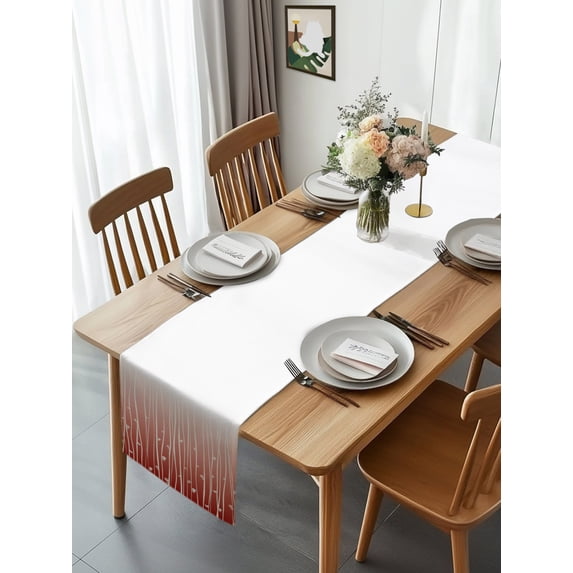 Burlap Table Runner 120 Inches Long, Abstract Summer Leaves Branch on ...
