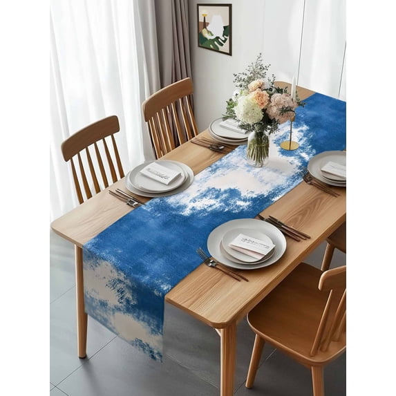 Burlap Table Runner 120 Inches Long, Blue Gradient Cloud Sky Abstract ...
