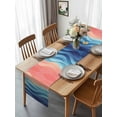 Burlap Table Runner 120 Inches Long, Blue Peach Layered Ocean Waves Non ...