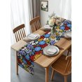 Burlap Table Runner 120 Inches Long, Cartoon Daisies Sunflowers Non ...