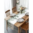 Burlap Table Runner 120 Inches Long, Country Green Eucalyptus Leaf Non ...