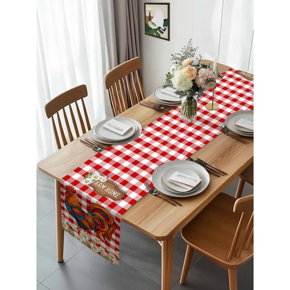 Burlap Table Runner 120 Inches Long, Farm Big Cock Little Daisy Non ...
