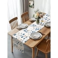 Burlap Table Runner 120 Inches Long, Farm Leaves Blue Gradient Non-Slip ...
