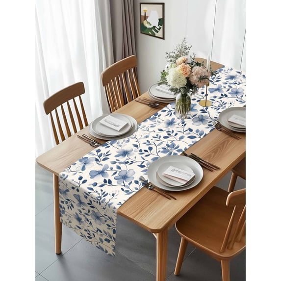 Burlap Table Runner 120 Inches Long, Farm Rustic Retro Flowers Non-Slip ...