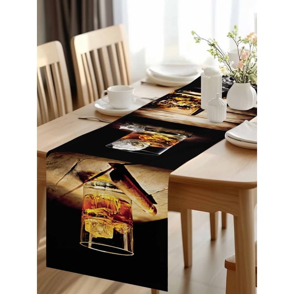 Burlap Table Runner 120 Inches Long, Farm Wine Glass on Wood Table Non ...