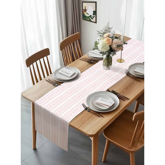 Burlap Table Runner 120 Inches Long, Farmhouse Pink Leaves Texture Non ...