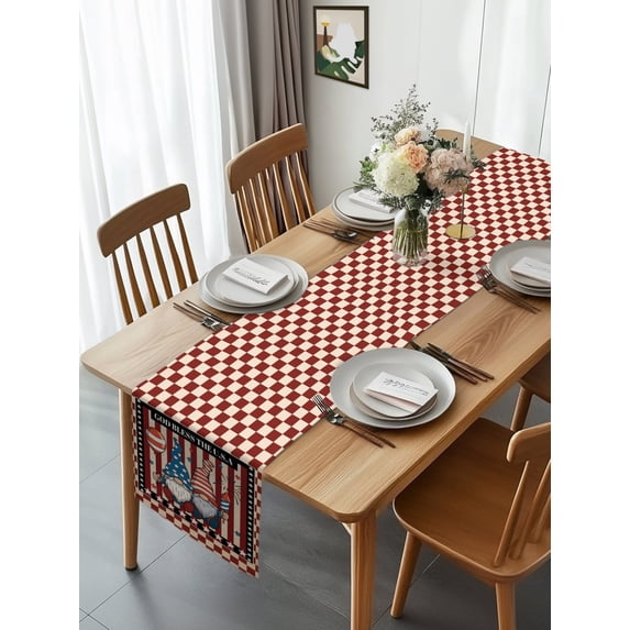 Burlap Table Runner 120 Inches Long, God Bless America Words Non-Slip ...