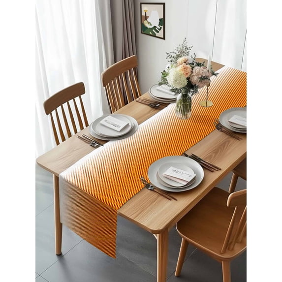 Burlap Table Runner 120 Inches Long, Modern Orange Gradient Art Non ...