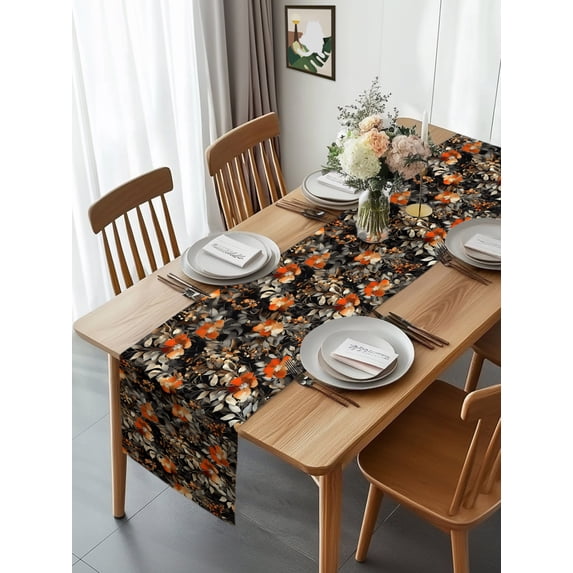 Burlap Table Runner 120 Inches Long, Pastoral Ombre Wild Flower Non ...
