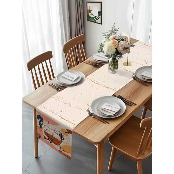 Burlap Table Runner 120 Inches Long, Retro Cowboy Abstract Geometric ...