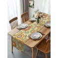Burlap Table Runner 120 Inches Long, Retro Flowers Abstract Geometric ...