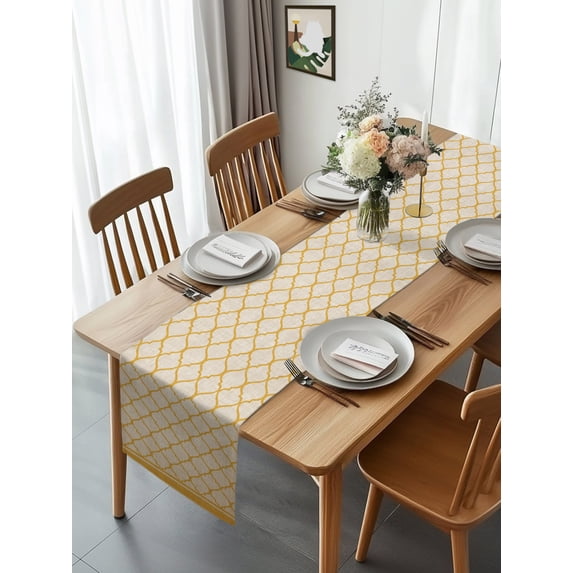 Burlap Table Runner 120 Inches Long, Rustic Morocco Tile Lattice ...