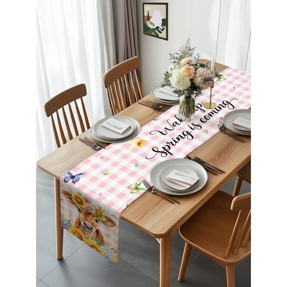 Burlap Table Runner 120 Inches Long, Spring Is Coming Farm Sunflowers ...