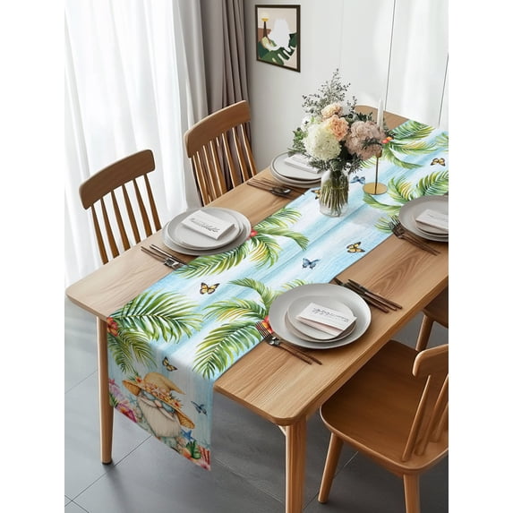 Burlap Table Runner 120 Inches Long, Summer Gnomes Non-Slip Kitchen ...