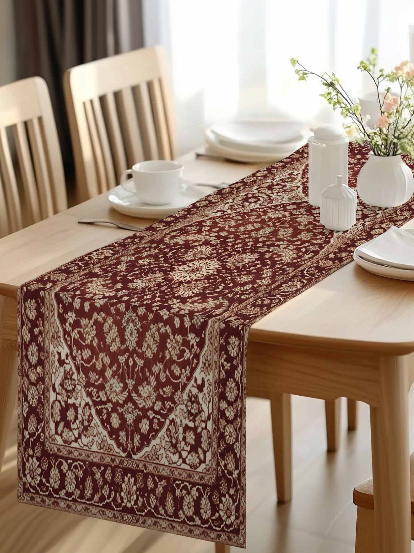 Burlap Table Runner 120 Inches Long, Vintage Traditional Ethnic Style ...