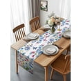 Burlap Table Runner 120 Inches Long, Watercolor Blue Pink Flower Non ...