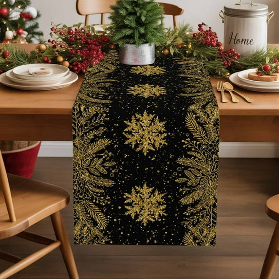Burlap Table Runner 120 Inches Long,Winter Christmas Leaves Pine Cone ...