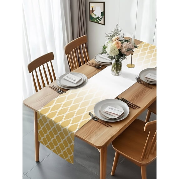 Burlap Table Runner 120 Inches Long, Yellow Gradient White Buffalo ...