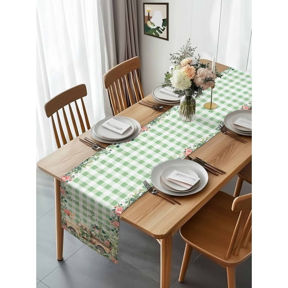 Burlap Table Runner 120 Inches Long, Yellow Truck Eucalyptus Leaves on ...
