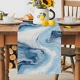 Burlap Table Runner 36 Inches Long, Abstract Blue Ombre Ocean Stripe ...