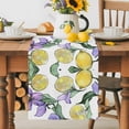 Burlap Table Runner 36 Inches Long, Abstract Lemon Purple Wildflower ...
