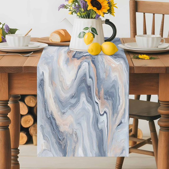 Burlap Table Runner 36 Inches Long, Abstract Marble Texture Art Non ...