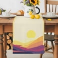 Burlap Table Runner 36 Inches Long, Abstract Nature Sunset Landscape ...