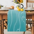 Burlap Table Runner 36 Inches Long, Abstract Wavy Stripes Teal Ombre ...